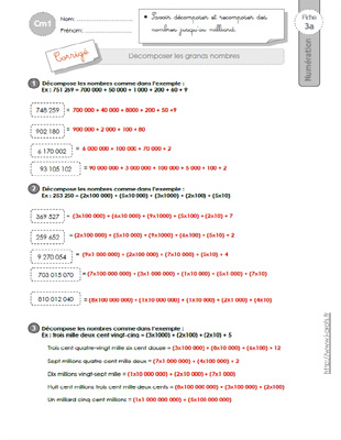 CM1: EXERCICES encadrer et arrondir les grands nombres