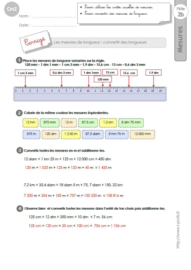 Cm2 MESURES ET GRANDEURS Fiches I profs Cm2 MESURES ET GRANDEURS Fiches I profs